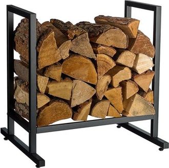 Relaxdays Kaminholzregal, Metall, modern, HBT: 62x60x49 cm, Brennholzregal Feuerholz, Stapelholz & Brennholz, schwarz
