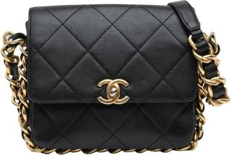 Chanel Pre-owned The Small Quilted Calfskin Framing Chain Flap - Femme - Pre-owned - Noir - Taille: ONE Size