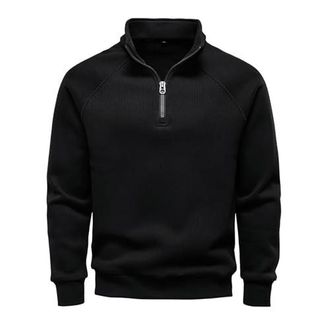 Generic Sweat &agrave; capuche pour hommes avec fermeture &eacute;clair quart pull automne et hiver fermeture &eacute;clair avec un col montant polaire hommes haut sans capuche v&ecirc;