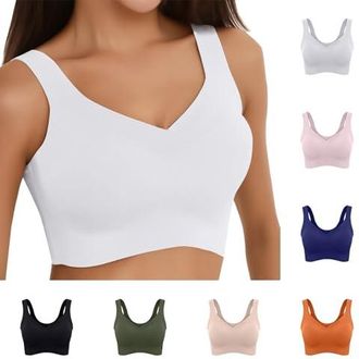 Generic Soutien-gorge de sport pour femme à fort impact - Grande taille - Coussinets pour femme - Sans armatures - Extensible - Confortable - Couverture compl