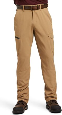 Ariat Mens Rebar M5 Straight Work Flow Ultralight Leg Pants in Field Khaki, Size 34 x 32, by Ariat