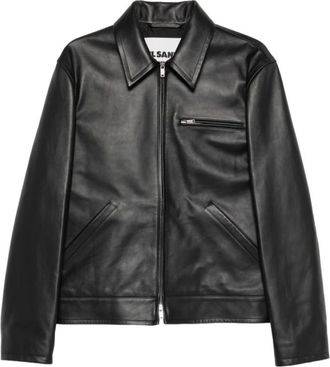 Jil Sander Homme, Vestes, Noir, Taille: L Leather Jacket