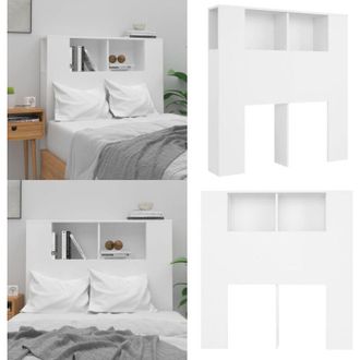vidaXL Kopfteil mit Ablagen Wei&szlig; 100x18,5x104,5 cm - Kopfteil - Bettkopfteil - Holzwerkstoff - Wei&szlig;er Schrank - Wohnzimmer Dekoration - Home & Living