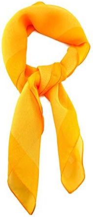 TigerTie Foulard en mousseline fine pour femme - Couleur unie - Dimensions : 58 x 58 cm, Jaune soleil, One Size