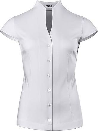 Vincenzo Boretti Chemisier, Modern-fit/légèrement cintré, col Calice, Jersey, Manches Courtes - Facile à Repasser Blanc 42