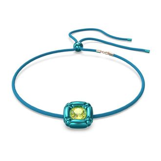 Swarovski Femme, Accessoires, Bleu, Taille: ONE Size Square Crystal Pendant Necklace