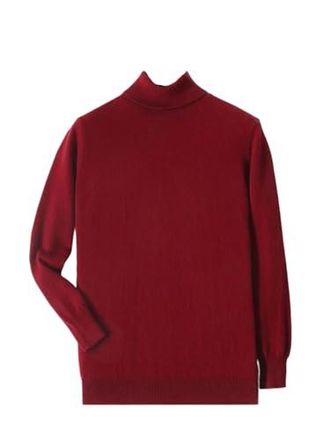 Generic Pull ample en laine mélangée à manches longues pour homme Automne Hiver, Rouge, XL
