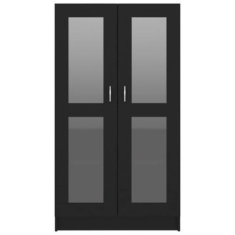 Generic Vitrine aus Eichenholz mit Glast&uuml;ren, Hoher Aufbewahrungsschrank mit Verstellbaren Regalen, Vitrine mit Holzmaserung f&uuml;r Wohnzimmer, Arbeitszimmer und