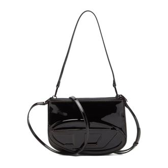 Diesel Schultertasche aus Lackleder mit gepr&auml;gtem Logo - - Bags - Damen - Schwarzk - ONE SIZE