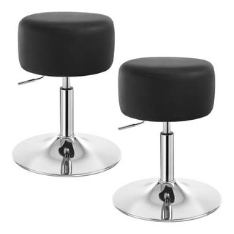 Woltu Lot de 2 Tabouret de Coiffeuse, Tabouret de Maquillage Rembourré, Tabouret de Bar Rond, Tabouret Pivotant Comptoir, Hauteur Réglable 54-69cm, en Simil