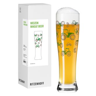 Ritzenhoff 8184002 Weizenbierglas 500 ml, Serie Farm, Nr.3, mit Traktor Motiv in Gr&uuml;n und Grau - Made in Germany