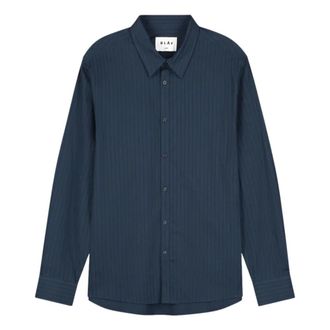 Olaf Hussein Gestreiftes Relaxed-Shirt mit Stickerei - - Shirts - Herren - Blau - S