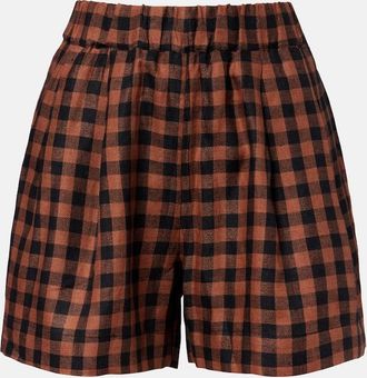 Asceno Short de pyjama en lin &agrave; carreaux