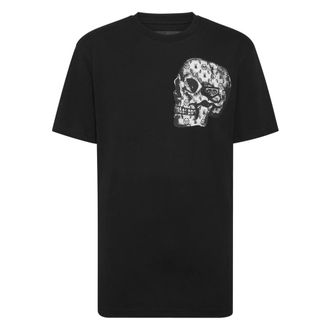 Philipp Plein Homme, Tops, Noir, Taille: 3XL T-shirt Col Rond MC Skull