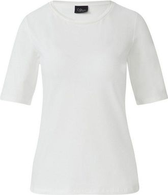 s.Oliver Kurzarmshirt T-Shirt T-Shirt aus Baumwollmix mit Satindetail am Ausschnitt