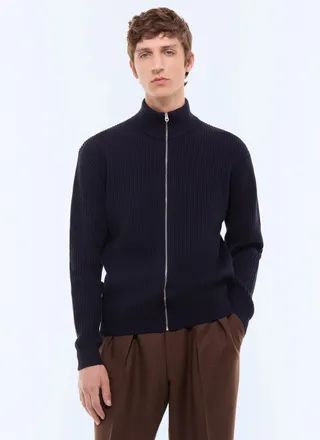 Fursac Cardigan &agrave; c&ocirc;tes en laine et coton - Taille XXL - Homme