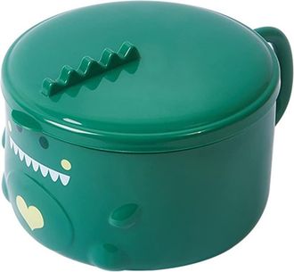 Hemoton Edelstahl Nudelschüssel mit Deckel Dinosaurier Muster Suppenschüssel Lebensmittelaufbewahrungsbehälter mit Griff und Deckel Bento Lunchbox Snackschale