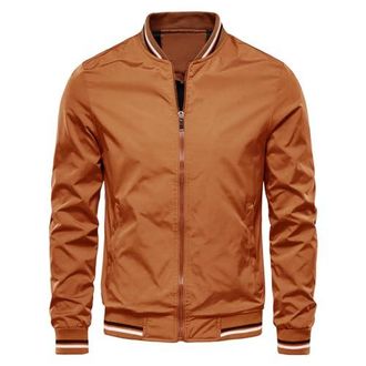Generic Veste bomber l&eacute;g&egrave;re en softshell pour homme avec fermeture &eacute;clair int&eacute;grale et manches longues - Col montant - Coupe ajust&eacute;e - Coupe-vent, camel, XXL