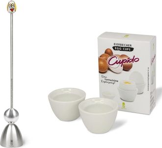 Take 2 Germany Take 2 Germany | Clack 99004/15-S Eierschalensollbruchstellenverursacher Set inkl. zwei Porzellan Eierbecher | Edelstahl mit Keramik - Motiv: Vogel | 