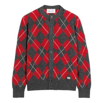 Ami Argyle Intarsia Cardigan - - Knitwear - Herren - Rot - XL