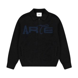 Arte Homme, Pulls, Noir, Taille: L Gilet zipp&eacute; Stencil