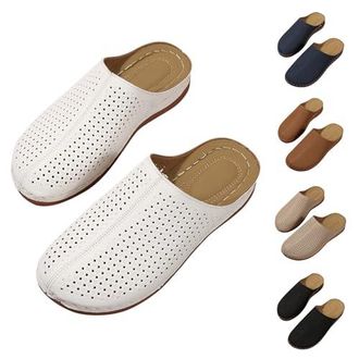 Generic Mules plates pour femme - Bout rond - Dos nu - Mocassins confortables et ferm&eacute;s - Pour l&eacute;t&eacute; - Confortables - Coupe large - Tongs de plage confortables