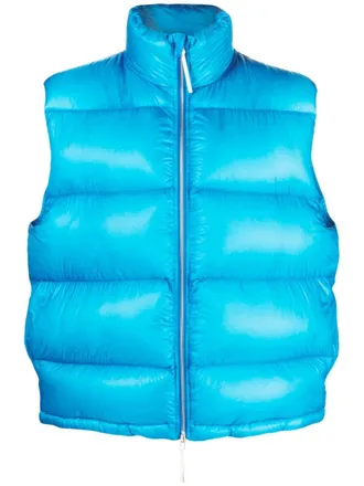 Jil Sander Ripstop-Daunenweste mit Logo-Patch - Blau