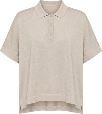 PESERICO Femme, Tops, Gris, Taille: 38 FR Polo en fil de lurex et coton vanis&eacute;