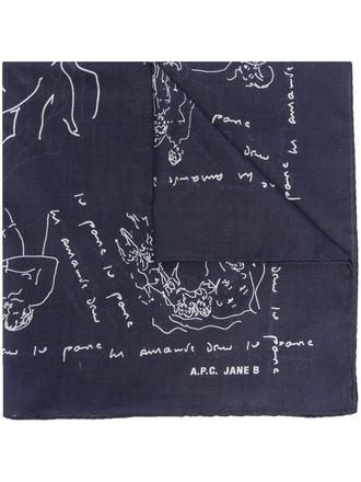A.P.C. écharpe à imprimé graphique - Bleu