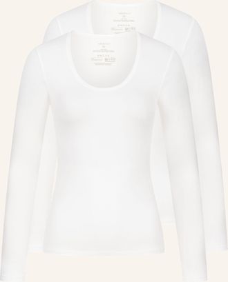 erlich textil Erlich Textil 2er Pack Light Touch Tiefausgeschnittenes Langarmshirt Aus Lyocell - Seidig Weich weiss