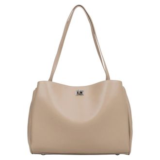Estro & Luminara Femme, Sacs, Beige, Taille: ONE Size Sac Bandouli&egrave;re en Cuir avec Longues Anses