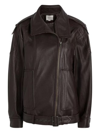 Vince panelled grained leather jacket - Braun