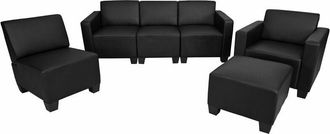 Hhg Modular Sofa-System Couch-Garnitur Moncalieri 3-1-1-1, Kunstleder schwarz