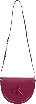 Calvin Klein Femme, Sacs, Violet, Taille: ONE Size Raised CK Saddle Crossbody