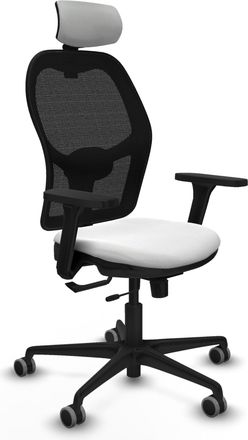 Piqueras y Crespo B&uuml;rostuhl, wei&szlig;, ergonomisch, mit 3D-Armlehnen, h&ouml;henverstellbare Lendenwirbelst&uuml;tze und Kopfteil, h&ouml;henverstellbar und neigbar, Schwarz/Wei&szlig;