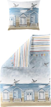 BIERBAUM Bettw&auml;sche Seersucker blau Gr&ouml;&szlig;e 1x 135x200 cm + 1x 80x80 cm