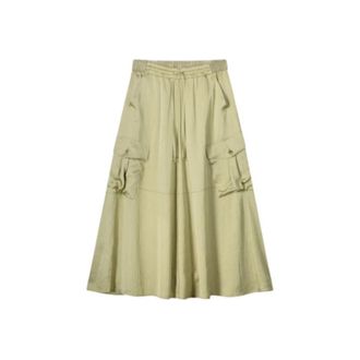 Summum Seidiger Langer Rock mit Taschen - - Skirts - Damen - Gr&uuml;n - XS