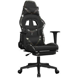 vidaXL Gamingstuhl mit Massage Fu&szlig;st&uuml;tze Schwarz Tarnfarben Kunstleder vidaXL