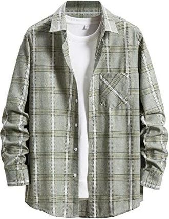 Generic Chemise &agrave; carreaux pour homme, chemise boutonn&eacute;e &agrave; carreaux pour homme, chemise d&eacute;contract&eacute;e et confortable, chemise &agrave; carreaux coupe ajust&eacute;e, hauts c