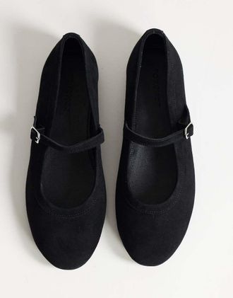 Topshop Billy ballerines en daim avec boucle, noir