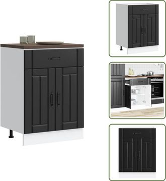vidaXL K&uuml;chen-Unterschrank Lucca Schwarz Holzwerkstoff - K&uuml;chenunterschrank - K&uuml;chenunterschr&auml;nke - Sp&uuml;lenunterschrank - Unterschrank F&uuml;r K&uuml;che