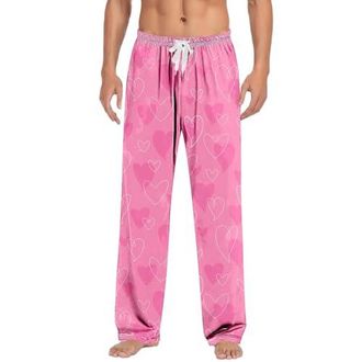 Generic Pantalon de pyjama long confortable pour homme sur le th&egrave;me de la Saint-Valentin avec poche motif coeur cordon de serrage taille &eacute;lastique, rose, XXL