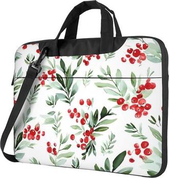 Generic Housse de protection pour ordinateur portable de 15,6 avec bandouli&egrave;re - Motif houx aquarelle de No&euml;l - Pour homme et femme, multicolore, 15.6 inch