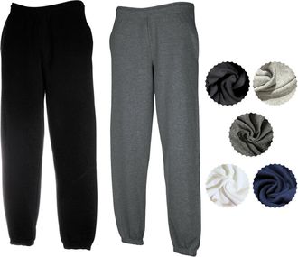 Fruit Of The Loom Herren 2er Jogginghose Set Classic Elastic Leg Jog Pants M L XL XXL 3XL Verschiedene Farbsets & HLKauf-Block (1x Dark Heather, 1x Schwarz & 1x HLKauf-
