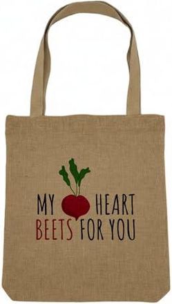 Fabulous Sac Shopping Tote Bag Aspect Lin - My Heart Beets For You Plants Pot Gardening Vegetable - Sac de Courses Toile Epaisse 360g Beige Naturel Cabas Port&eacute;