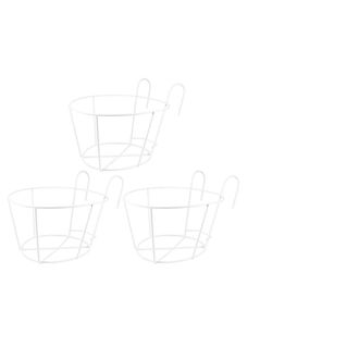 OSALADI 3 St&uuml;ck H&auml;ngender Blumentopfhalter aus Langlebigem Eisen Mittlere Gr&ouml;&szlig;e Wei&szlig; Balkonpflanzk&ouml;rbe f&uuml;r Gel&auml;nder Pflanzenhalter f&uuml;r Terrasse und Garten