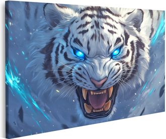 Islandburner Bild auf Leinwand Wei&szlig;er Tiger mit leuchtenden Augen Bilder Wandbilder Poster