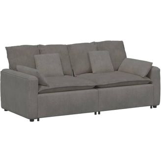vidaXL Modulares Sofa mit Kissen Hellgrau - Vidaxl