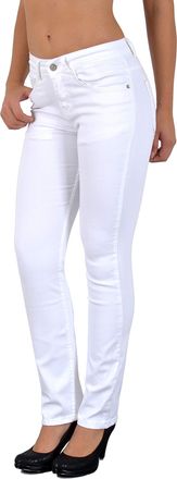 ESRA Damen Jeans Hose Skinny Jeanshose weiß und schwarz Röhrenjeans und Bootcut für Praxis J07