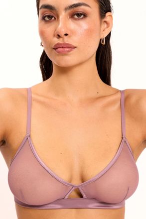 Understatement Damen vegan Bralette Aus Mesh Mit Ausschnitten Dreieckig, Mauvefarben